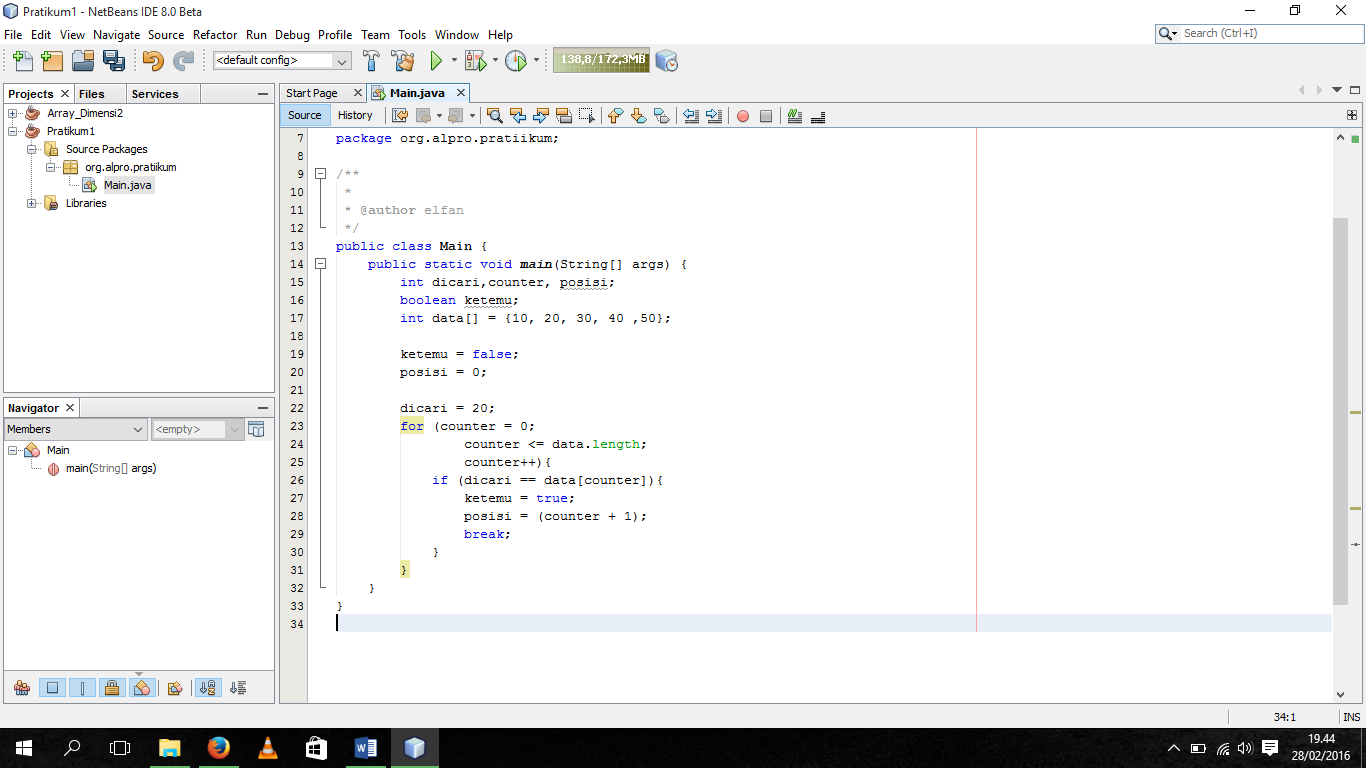 Pencarian Array Dengan Teknik Seuential Search Pada Java Netbeans ...