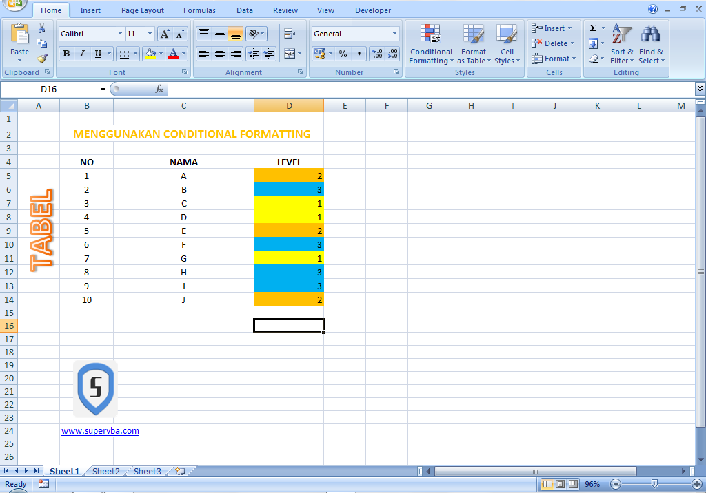 Mewarnai Otomatis Cells Excel Menggunakan Conditional Formatting Supervba