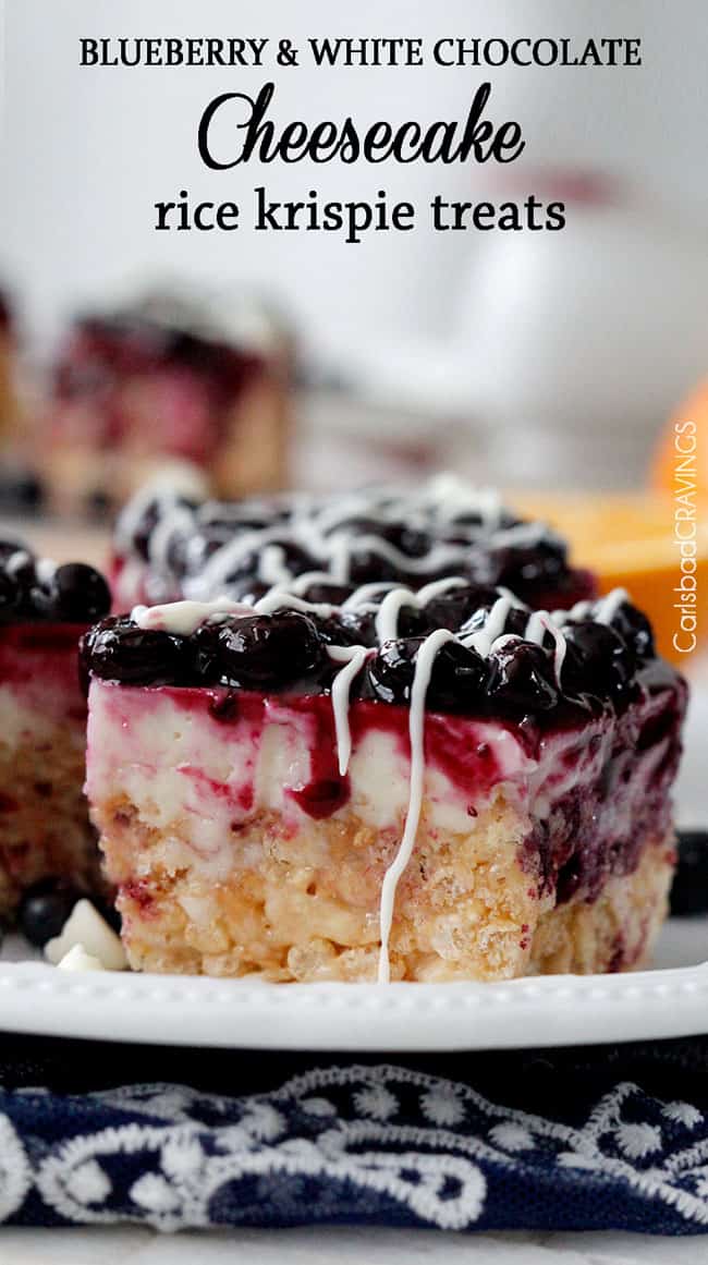 BLUEBERRY AND WHITE CHOCOLATE CHEESECAKE RICE KRISPIE TREATS - Viral ...