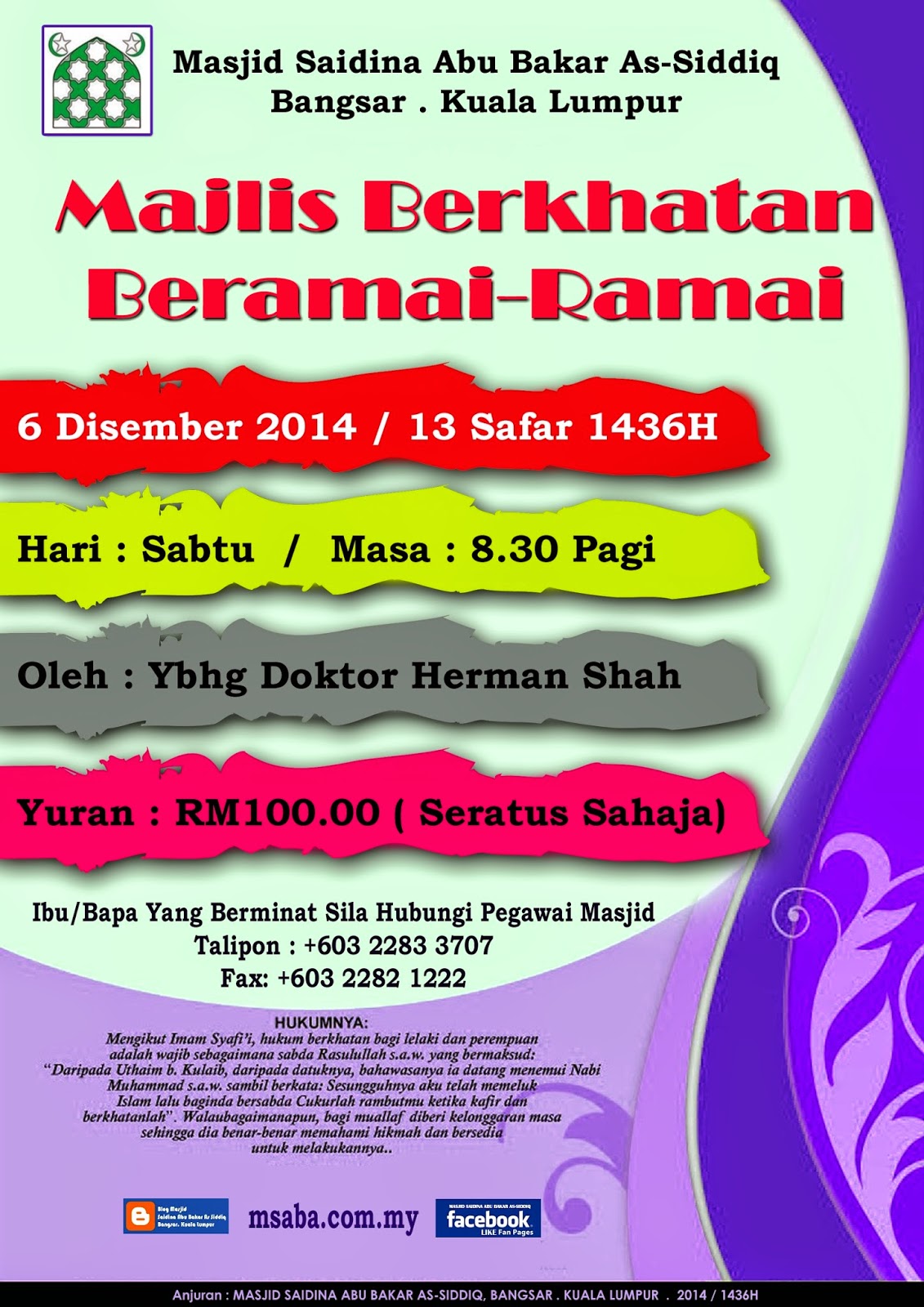 Masjid Saidina Abu Bakar As Siddiq, Bangsar.: MAJLIS BERKHATAN BERAMAI ...