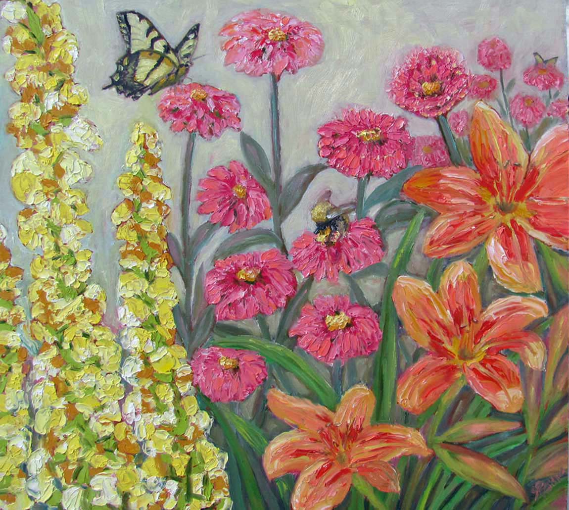 Artist Susan Spohn: Floral -- Zinnia Garden