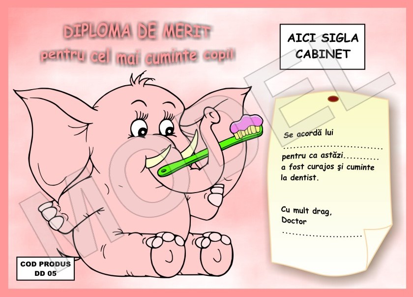 PLANSE DE COLORAT: DIPLOME PENTRU COPII CUMINTI - la dentist