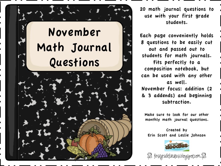 First Grade Fanatics: Apples, Apples Everywhere and November Math Journal
