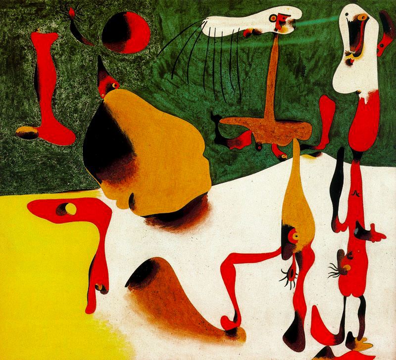 Oil Painting Replica Personajes ante una metamorfosis by Joan Miro ...