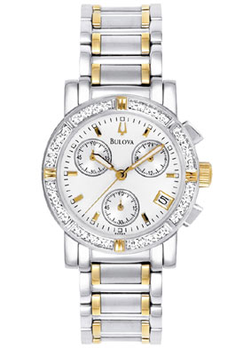 Women designer watches: Bulova Women's 96R19 Diamond Chronograph Watch