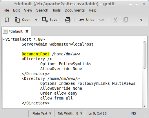 Cara Memindahkan Lokasi DocumentRoot Apache Di Linux Mint 14 | DM31