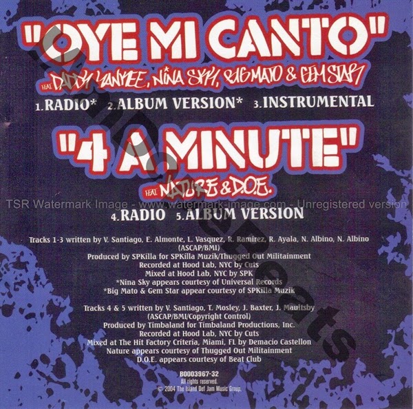 IAmDopeBeats Catalog N O R E Oye Mi Canto Promo CD Single IAmDopeBeats Catalog N O R E Oye Mi Canto Promo CD Single