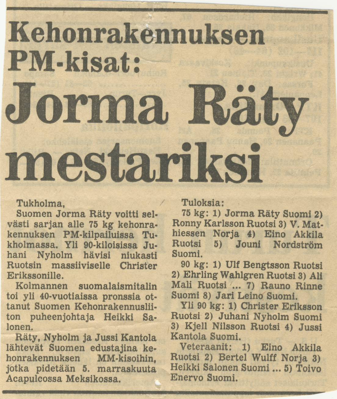 Jorma Raty - The Best Back In The World: | 1978