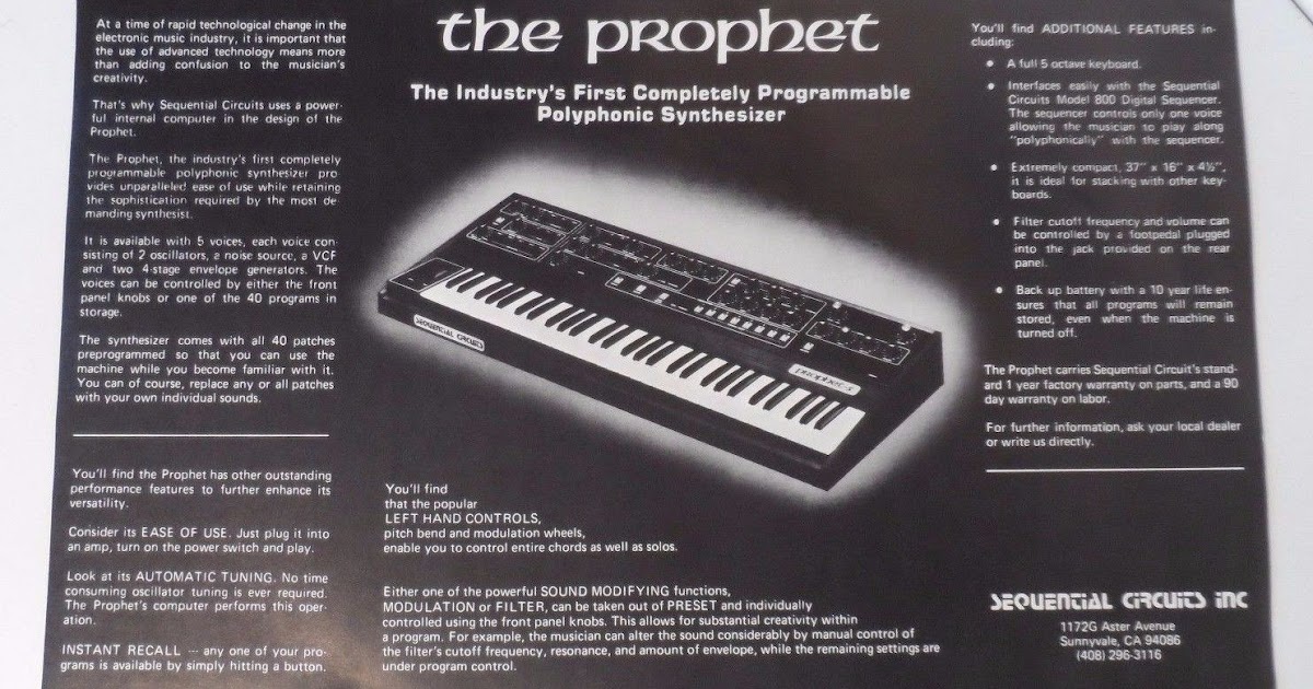 MATRIXSYNTH: Sequential Circuits - The Prophet Synthesizer - Large ...