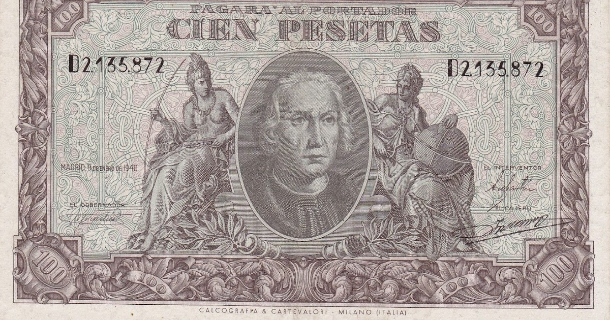 Spain 100 Pesetas banknote 1940 Christopher Columbus|World Banknotes ...