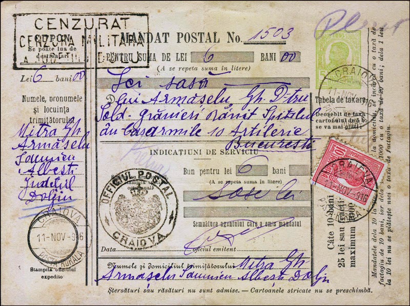 Romanian Stamp News: Mandat cu retur