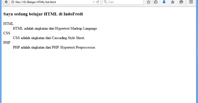 Cara Membuat Description List dalam HTML (tag dl, dt dan dd)