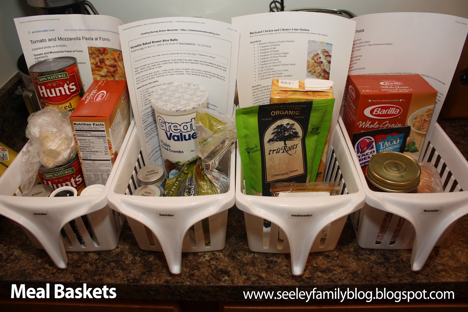 more than 9 to 5...my life as "Mom": Organization Tip: Meal Baskets