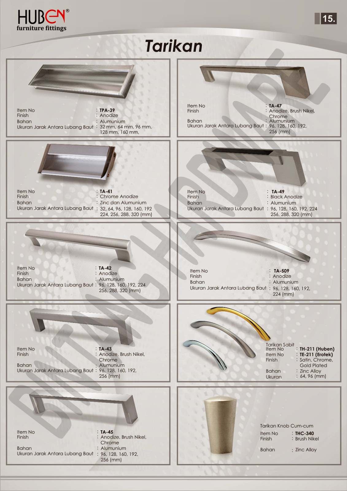 Handle Tarikan Merk Huben ~ Bintang Hardware Jual Hardware Furniture ...