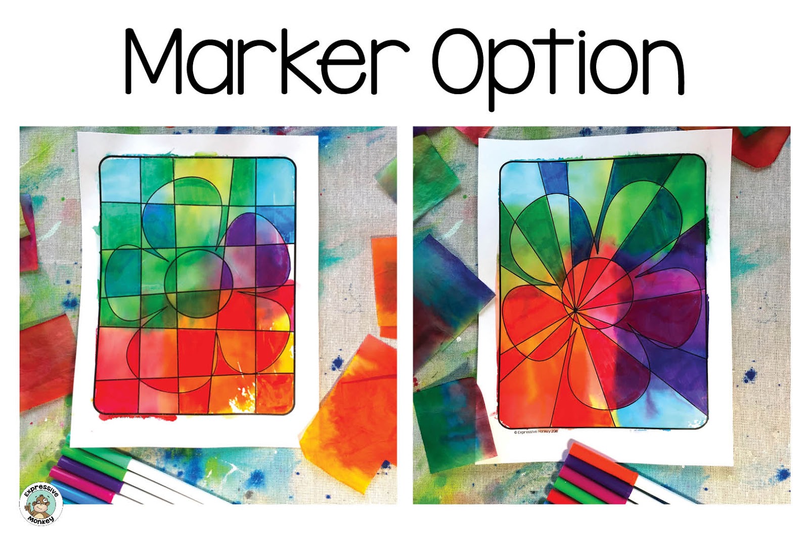 Op Art Flower: Tissue Paper Bleeding Art - Expressive Monkey