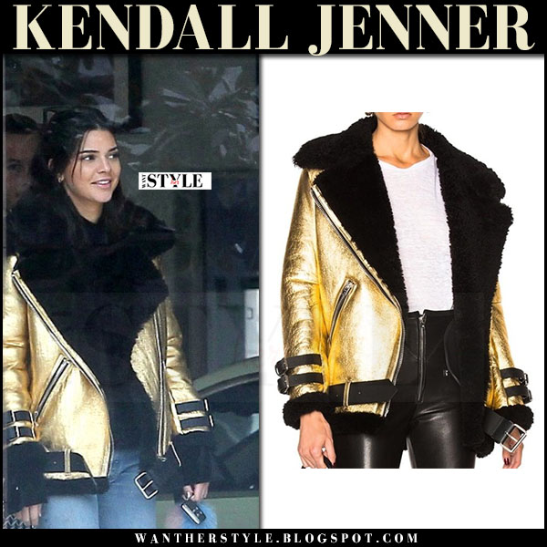Kendall Jenner in gold metallic jacket in Beverly Hills on January 3 ...
