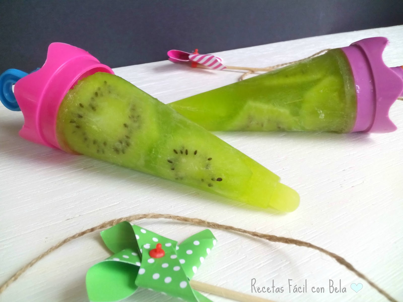 Polo de flash de lima-limón con kiwi - Recetas Fácil con Bela