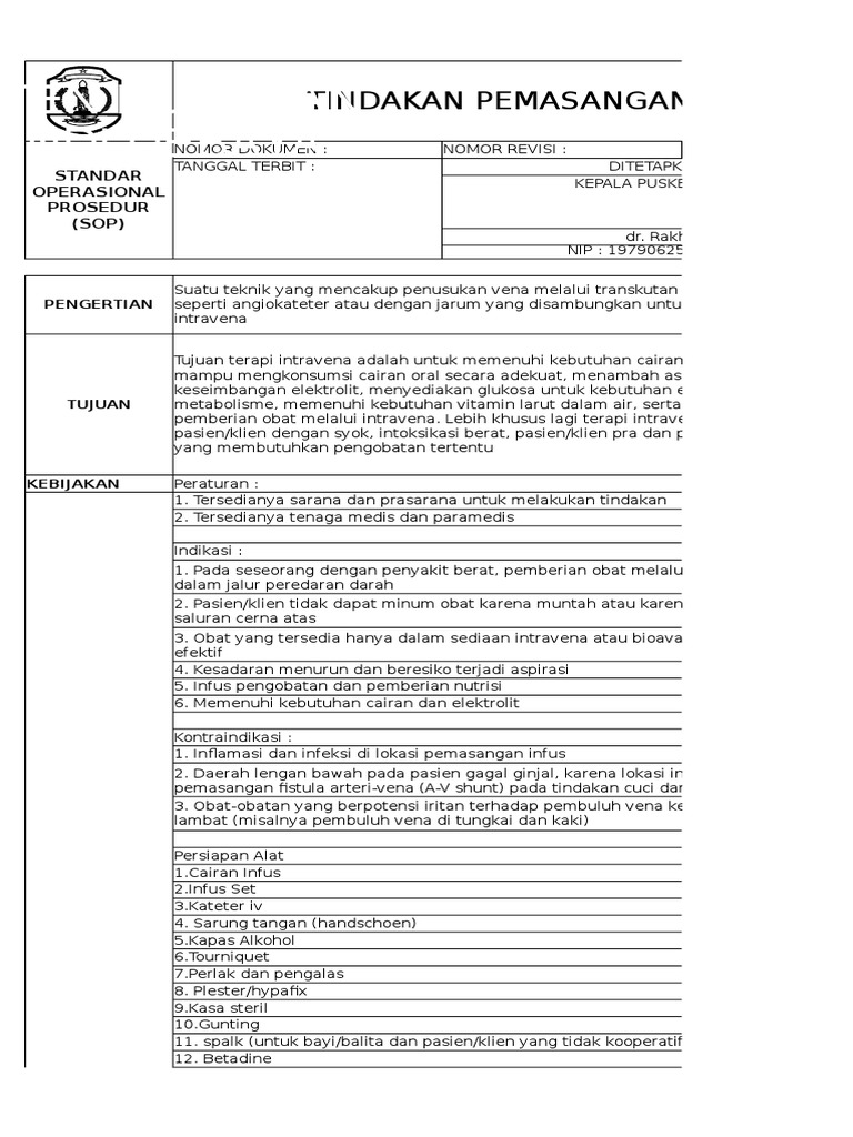 sop pemasangan infus - wood scribd indo