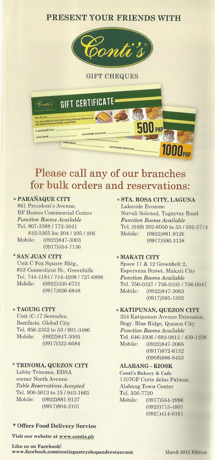 Sunday's Avenue: Conti's Pastry Shop & Restaurant