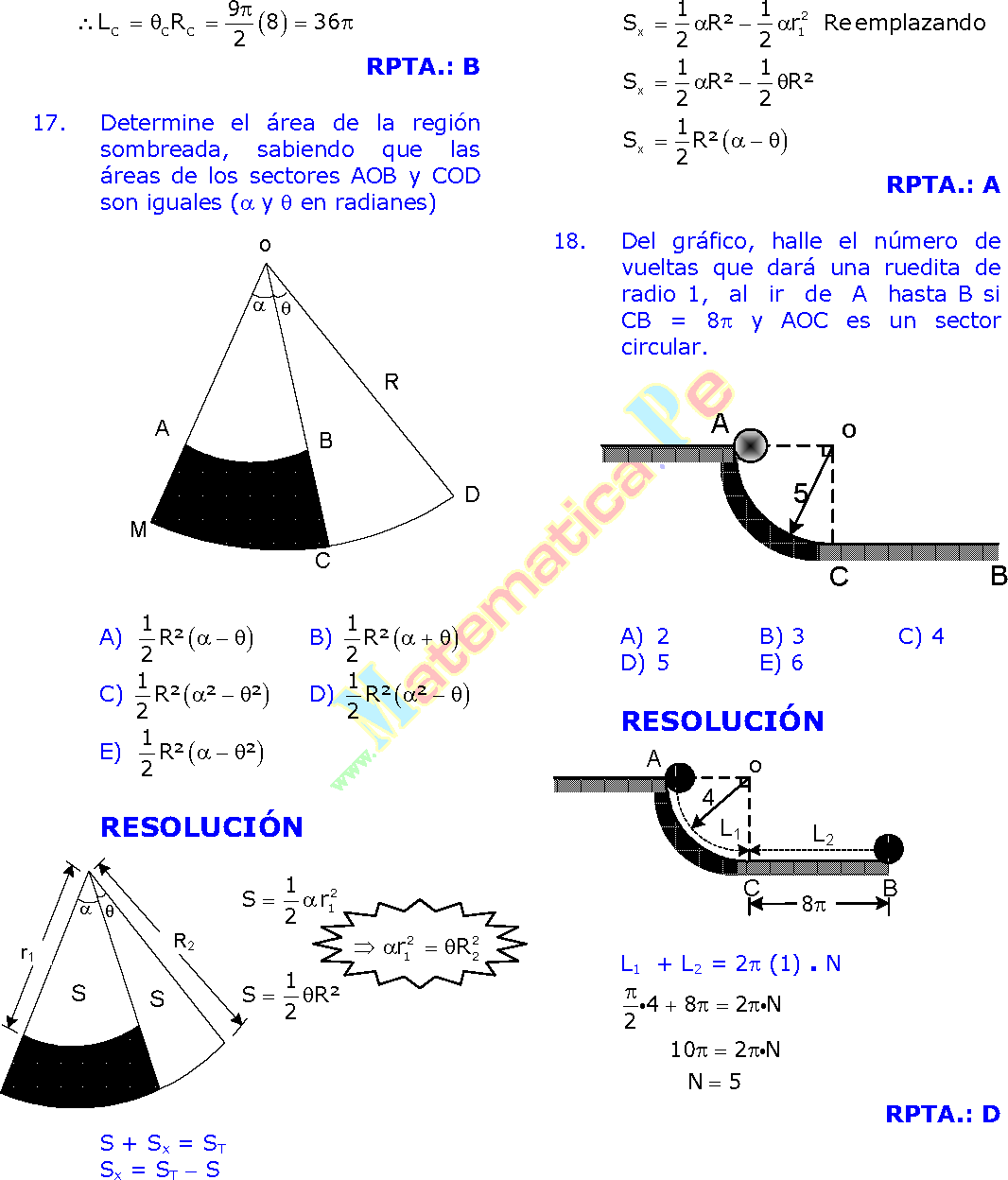 LONGITUD DE ARCO Y SECTOR CIRCULAR PROBLEMAS RESUELTOS PDF