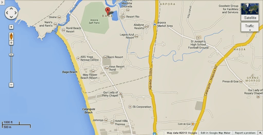 Detail Baga Beach Goa India Location Map