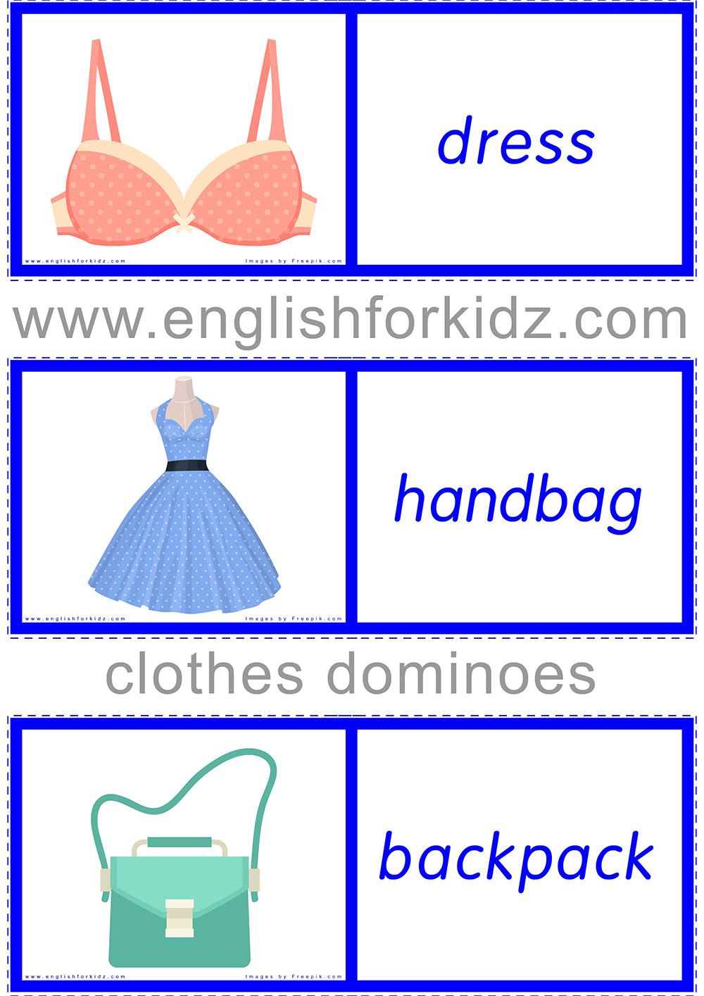 Clothes and Accessories Dominoes. Part 2.