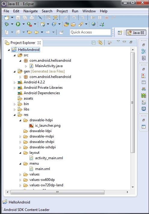 Android Application Project Explorer