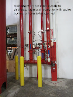 Fire Protection Deficiencies: Design/Install. Main drains not piped to ...