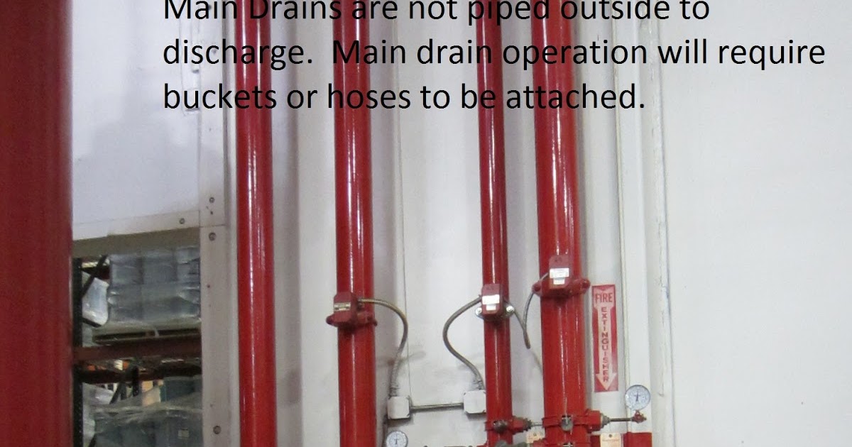 Fire Protection Deficiencies: Design/Install. Main drains not piped to ...