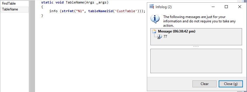 How to get table name from Table Id in Ax 2012 - D365 F&O Solutions