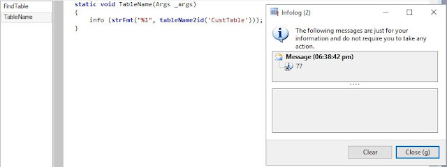 How to get table name from Table Id in Ax 2012 - D365 F&O Solutions