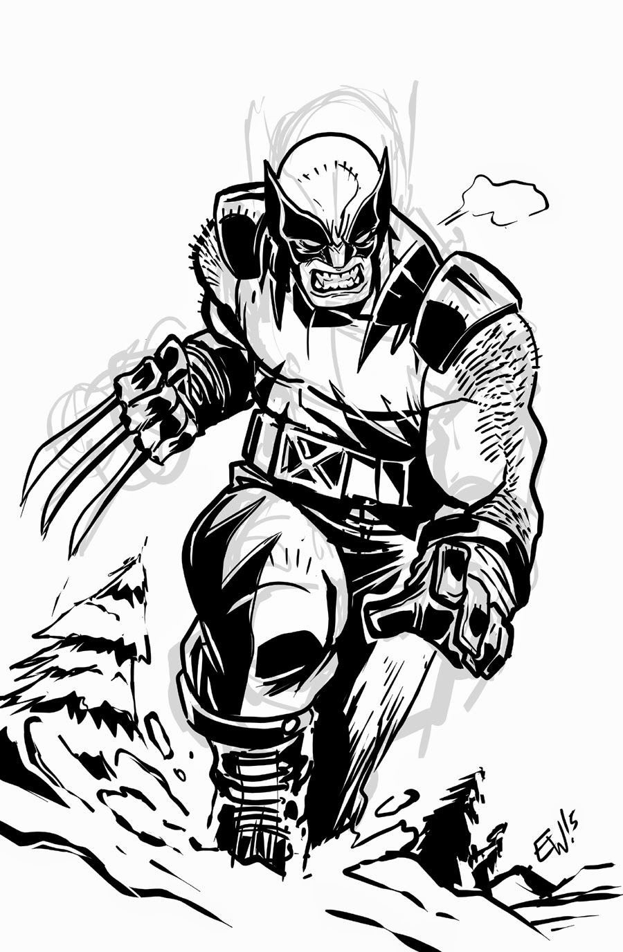 Wolverine In The Mountains - Warmup Ink Sketch | EryckWebbGraphics