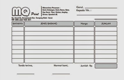 Cetak nota, faktur invoice murah barang berkualitas ~ De Java Printing