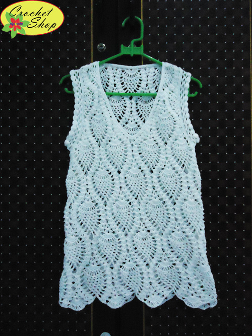 erlyn crochet: Baju Rajut Putih Pola Nanas