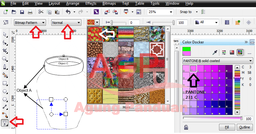 Transparency Bitmap Pattern Tool Membuat Guci Cantik CorelDraw - AGUNG TUTORIAL