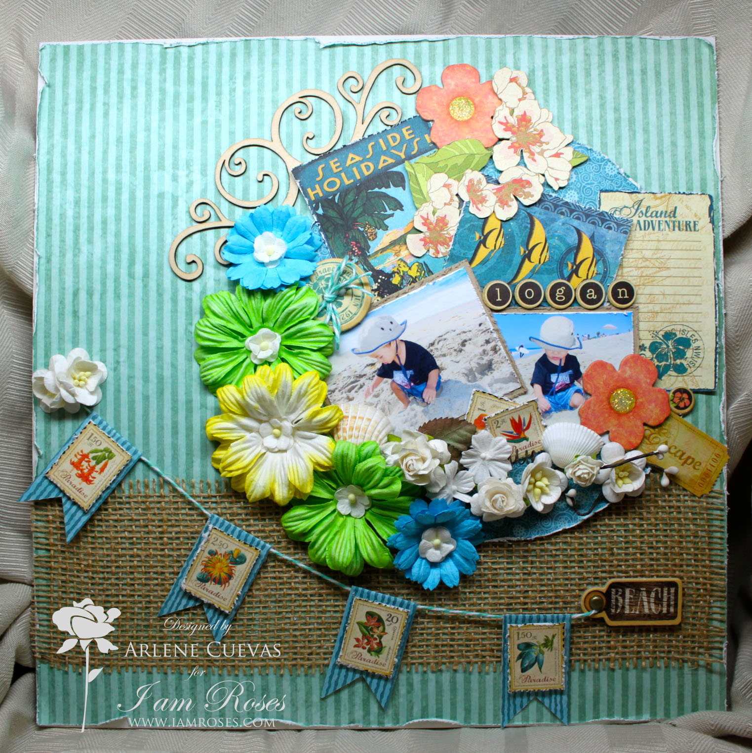 Butterfly Kisses & Paper Pretties: Island Adventure Scrapbook Layout