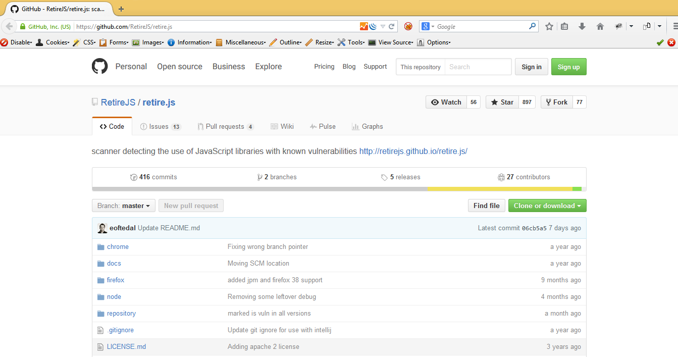 Jquery Vulnerability Finder - Retire.js