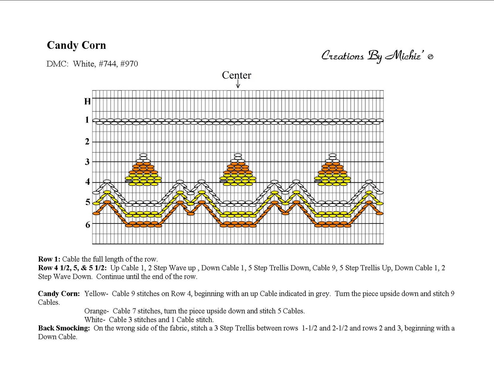 Creations By Michie` Blog: Candy Corn Smocking Design