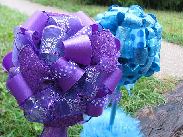 Banana Lala: {Ribbon Topiaries} Turquoise and Purple