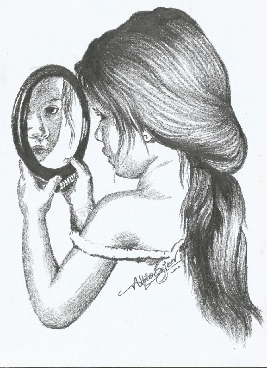 Dreamz: "Girl With The Mirror" (Pencil drawing)