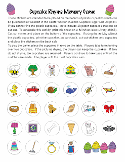 Classroom Freebies Too: Cupcake Rhyme Memory Game