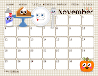 Butterfly Kisses of Love: ** Cute Free November Calendar Printable