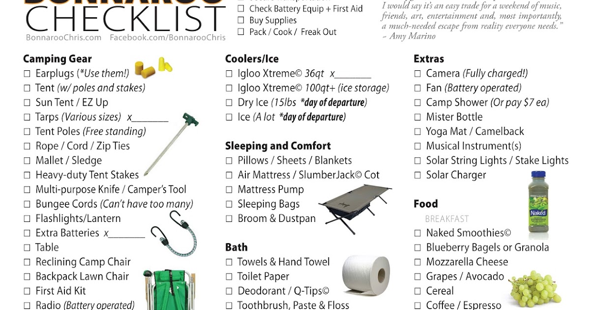 2013 Bonnaroo Checklist - The Ultimate Survival Tip