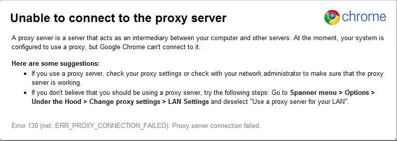 Proxy Server Connection Failed
