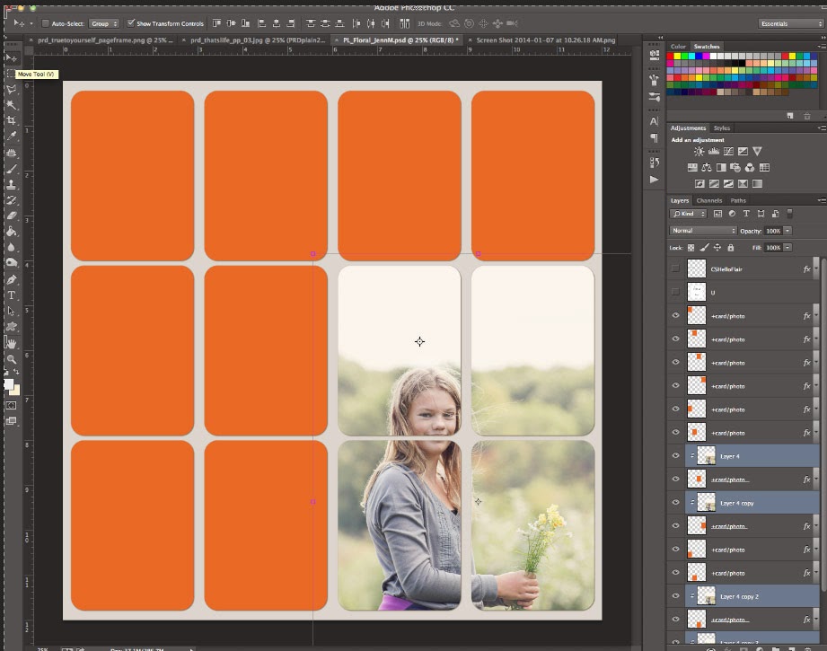 PrettyinPosies: "Dividing" a Photo into 4 Pockets Digitally ... a ...