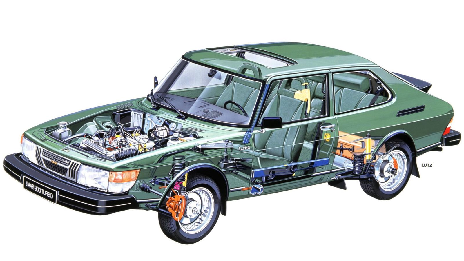Green Laker: Cool SAAB 900 Turbo Illustration of the Day