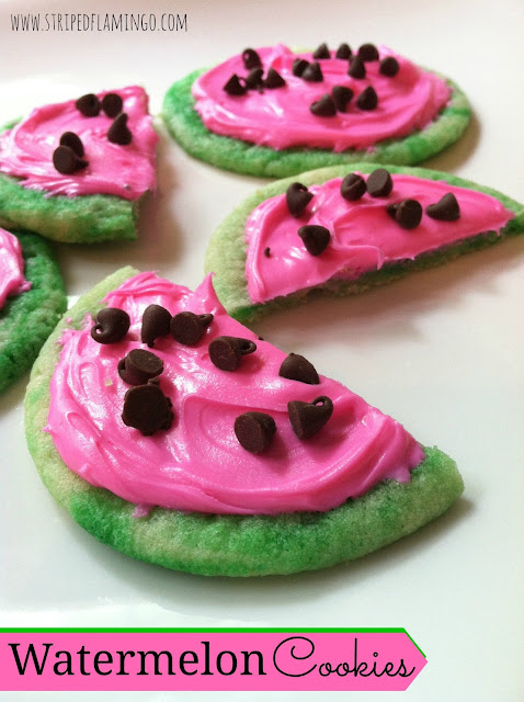 Easy "Watermelon" Cookies ~ The Striped Flamingo