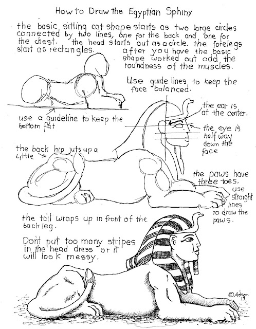 How to Draw Worksheets for The Young Artist: How to Draw A Sphinx Worksheet
