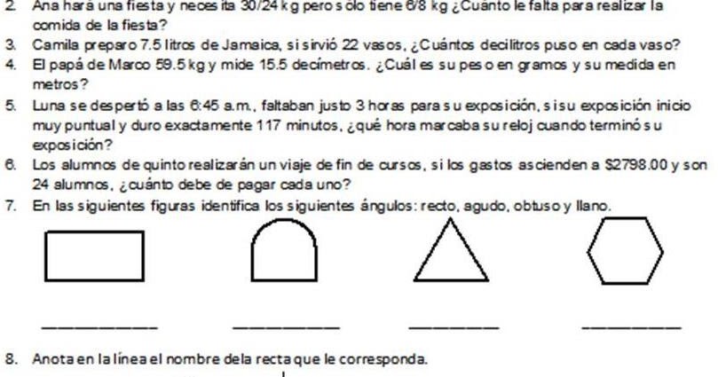TAREAS QUINTO GRADO IA.: REPASO DE MATEMATICAS