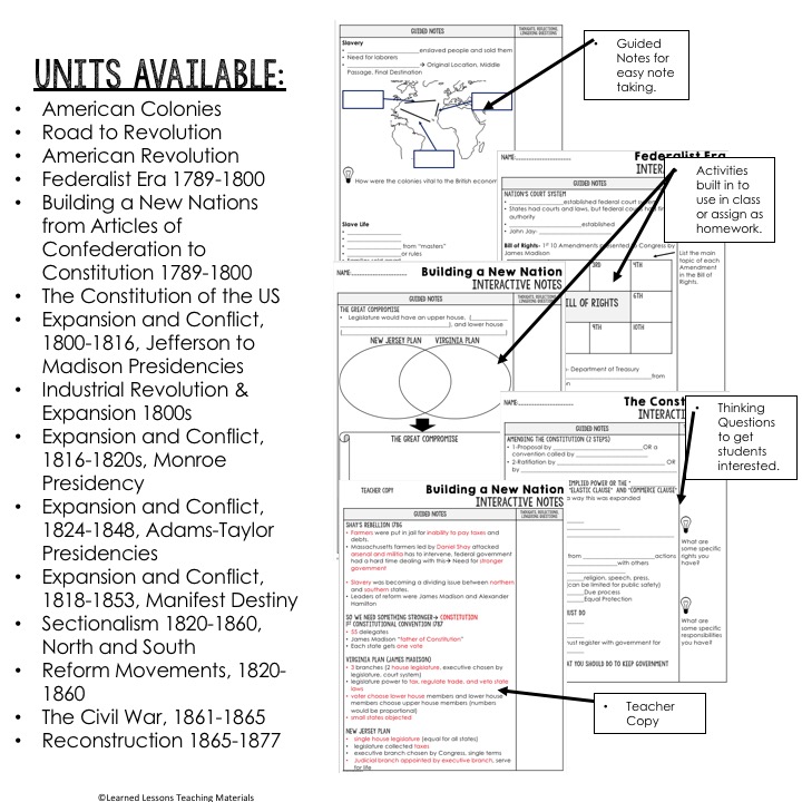 Early American History Guided Notes and PowerPoints - Learned Lessons ...